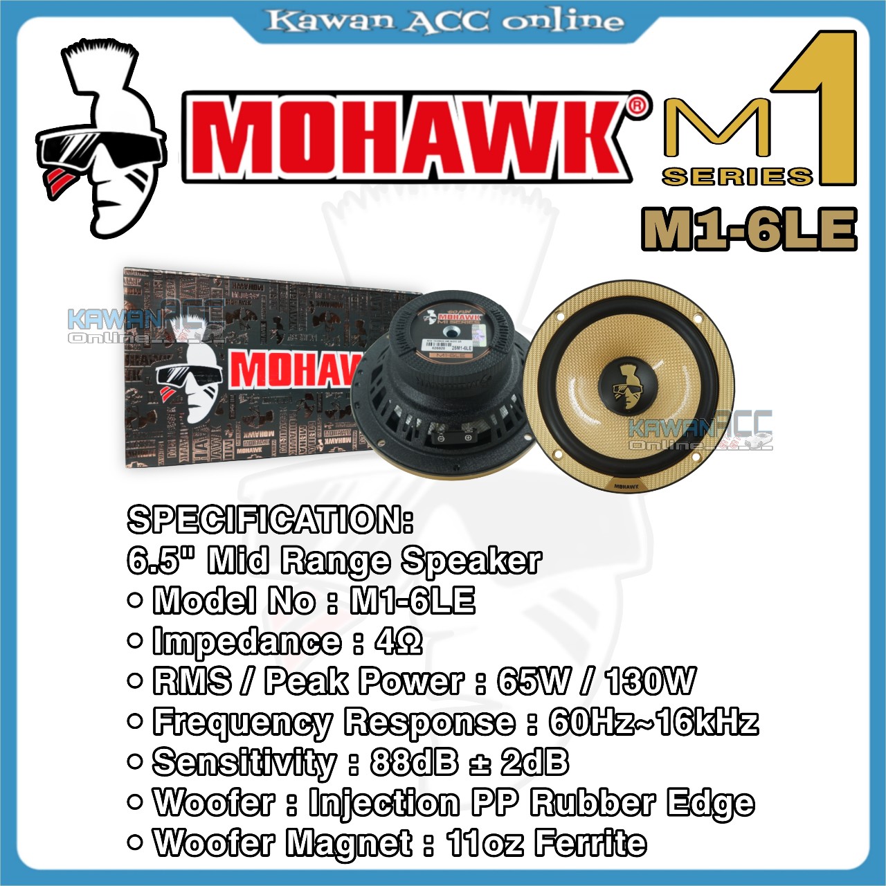 MOHAWK 6.5 Bass Mid Speaker PRO/MS/M1 Series M1-6 for Proton,Perodua ...