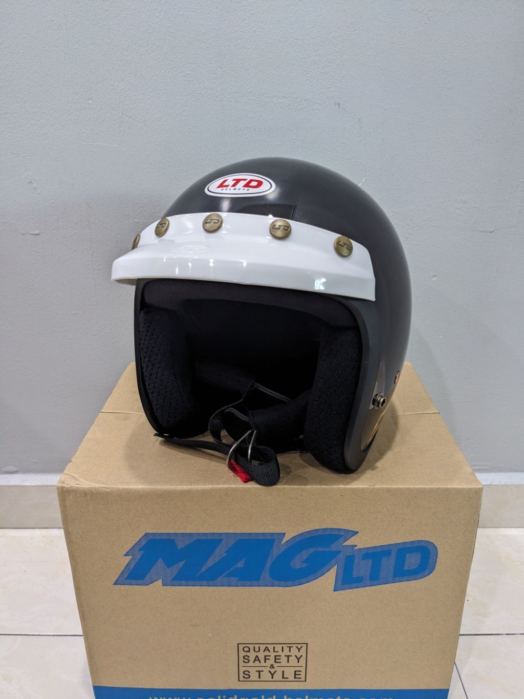 Helmet Mag LTD 5 button Grey Black Dark Green Two Tone Red | Shopee ...