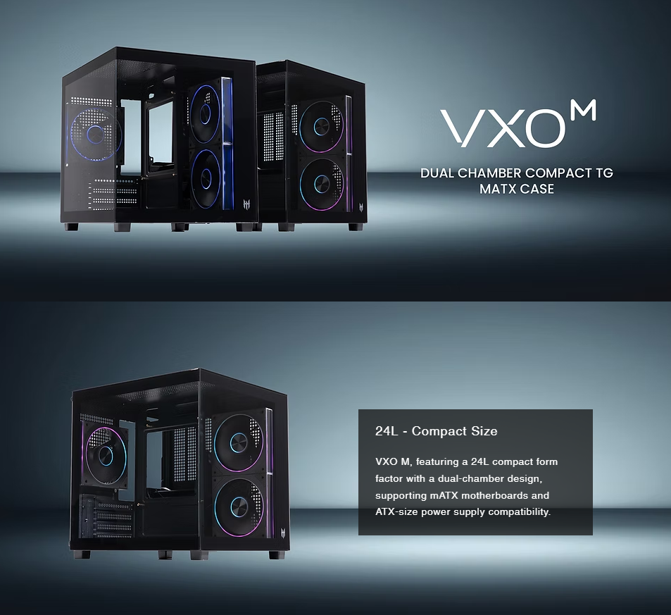 # TECWARE VXO M - Dual Chamber Mid Tower T.G PC Case With 3 x 120mm ...