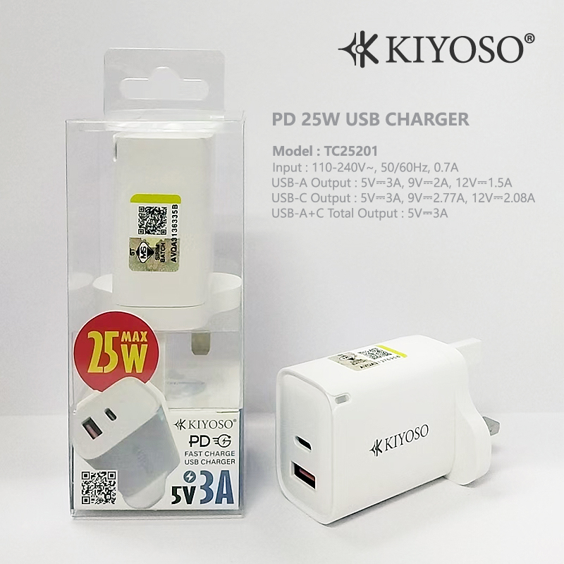 SIRIM Certified USB Charger PD 25W GaN USB Fast Charging Power Socket ...