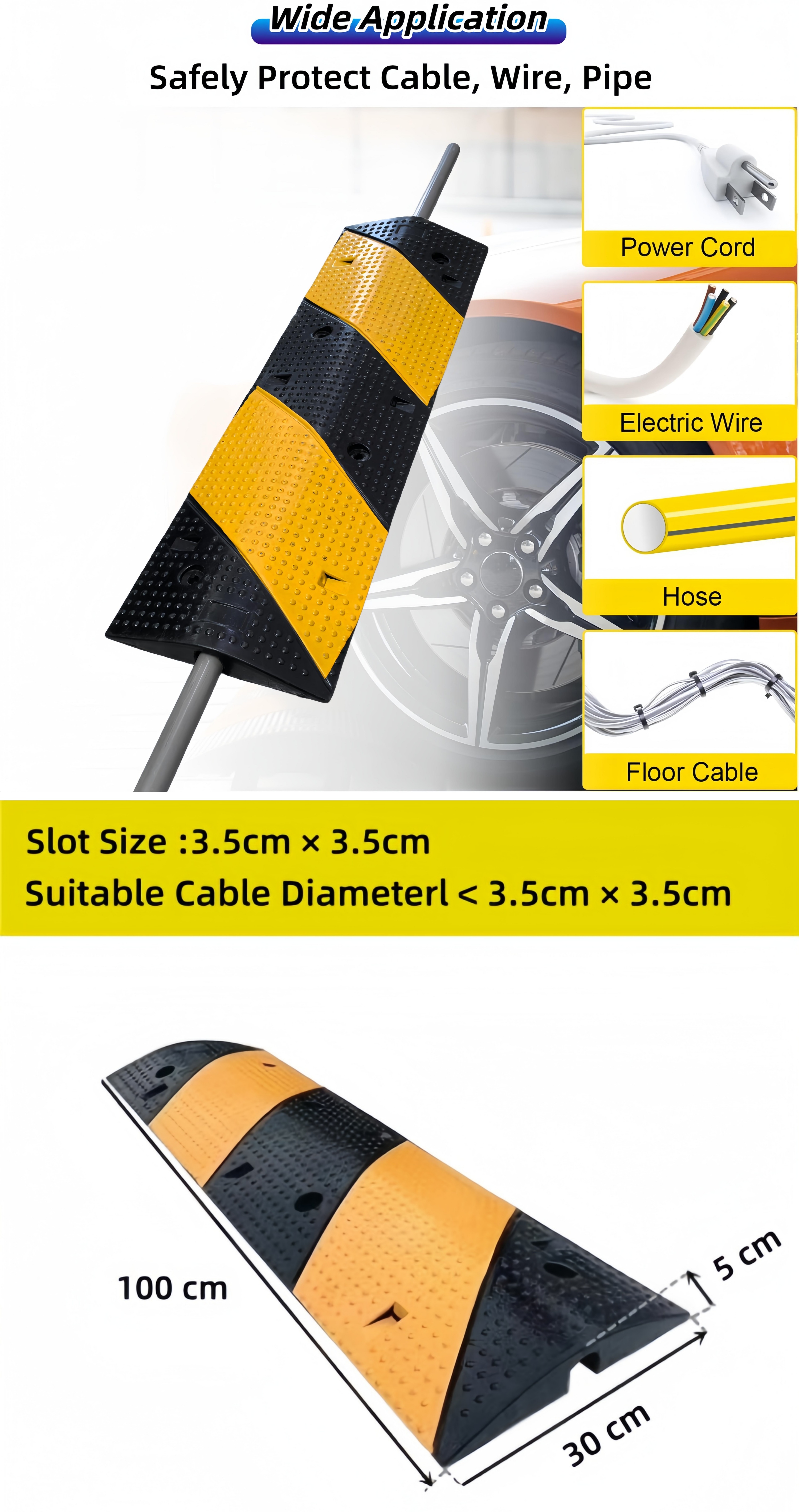 Heavy Duty Rubber Cable Hump Ramp Speed Bump Indoor Outdoor Cable ...