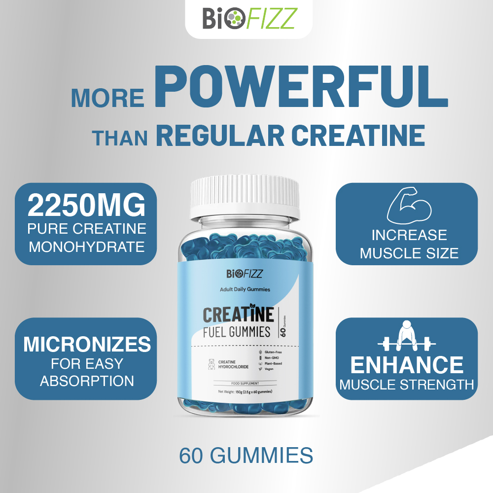 BIOFIZZ Halal Creatine Gummy Supports Muscle Recovery Building Strength ...