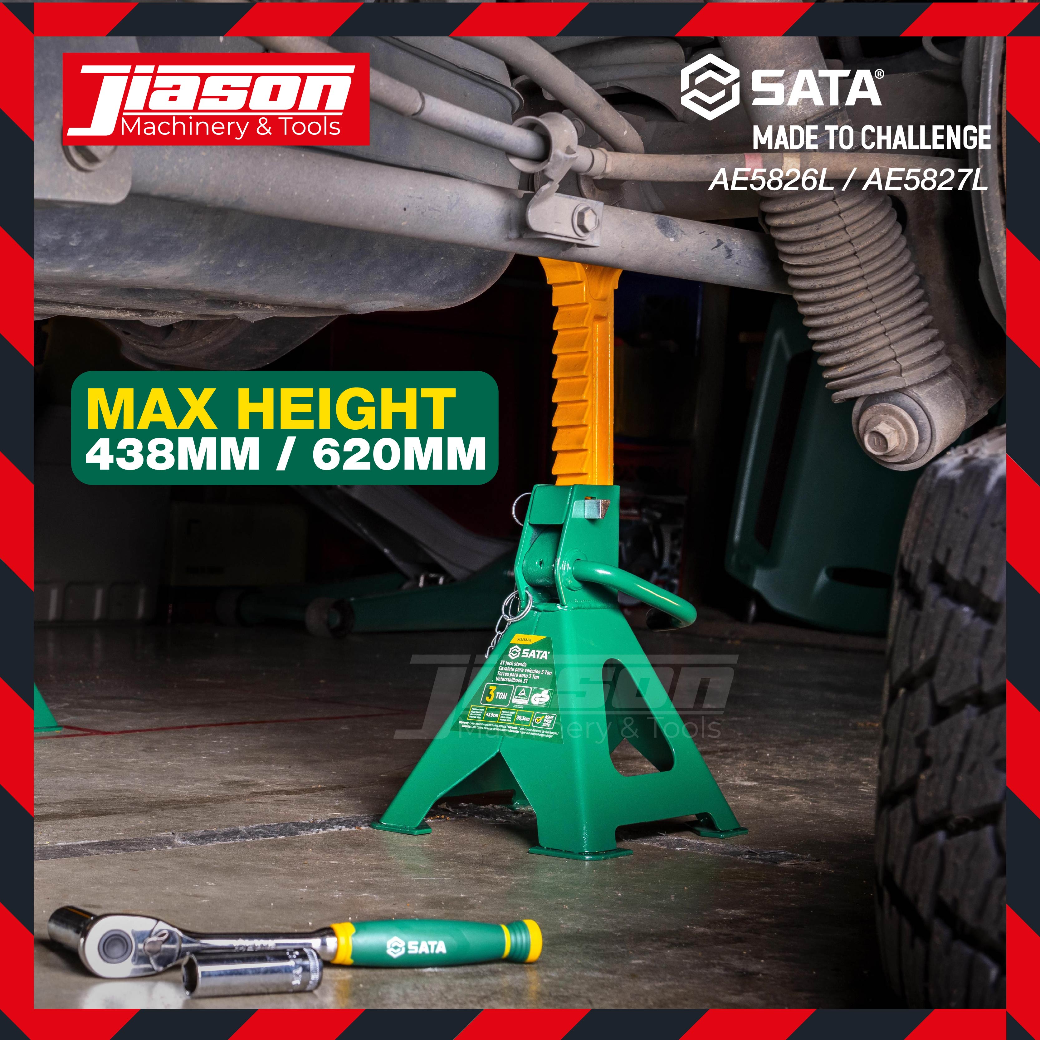 SATA AE5826L / AE5827L 3 Ton / 6 Ton Penyokong Bicu / Jack Stand (1 ...