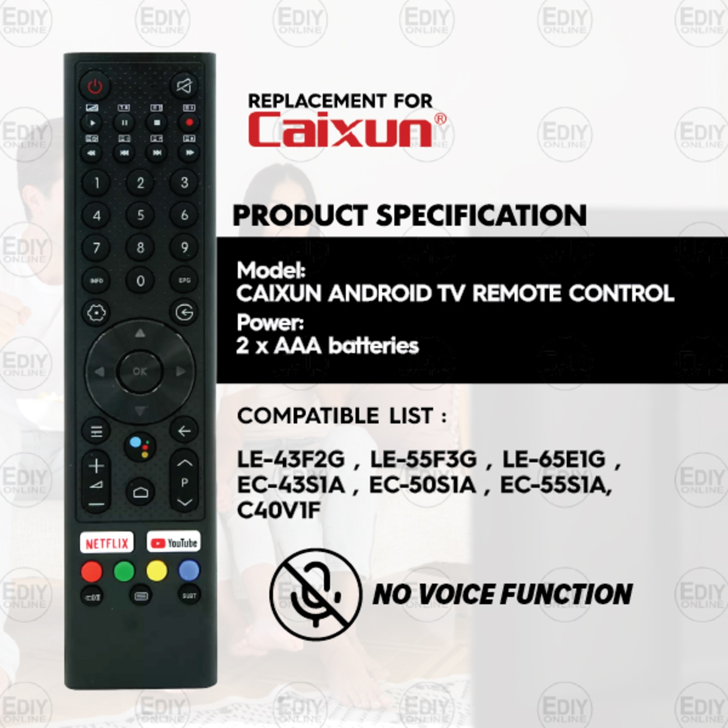 【𝐅𝐑𝐄𝐄 𝐁𝐀𝐓𝐓𝐄𝐑𝐘 𝐀𝐀𝐀𝐗𝟐】Replacement Remote Control For CAIXUN Sansui ...