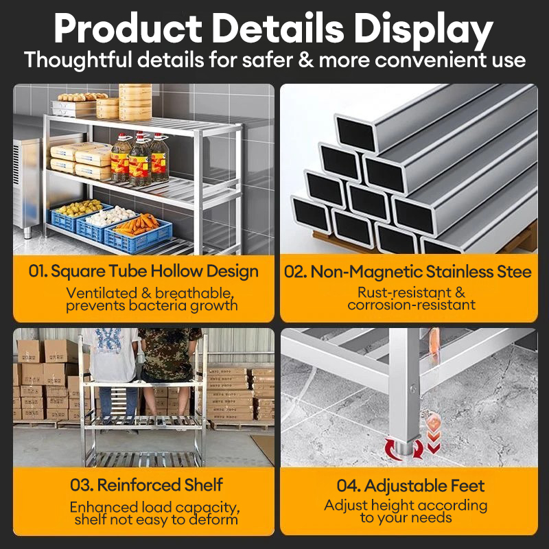 HM 304 Stainless Steel Heavy Duty Square Tube Rak | Rak Dapur Bilik ...