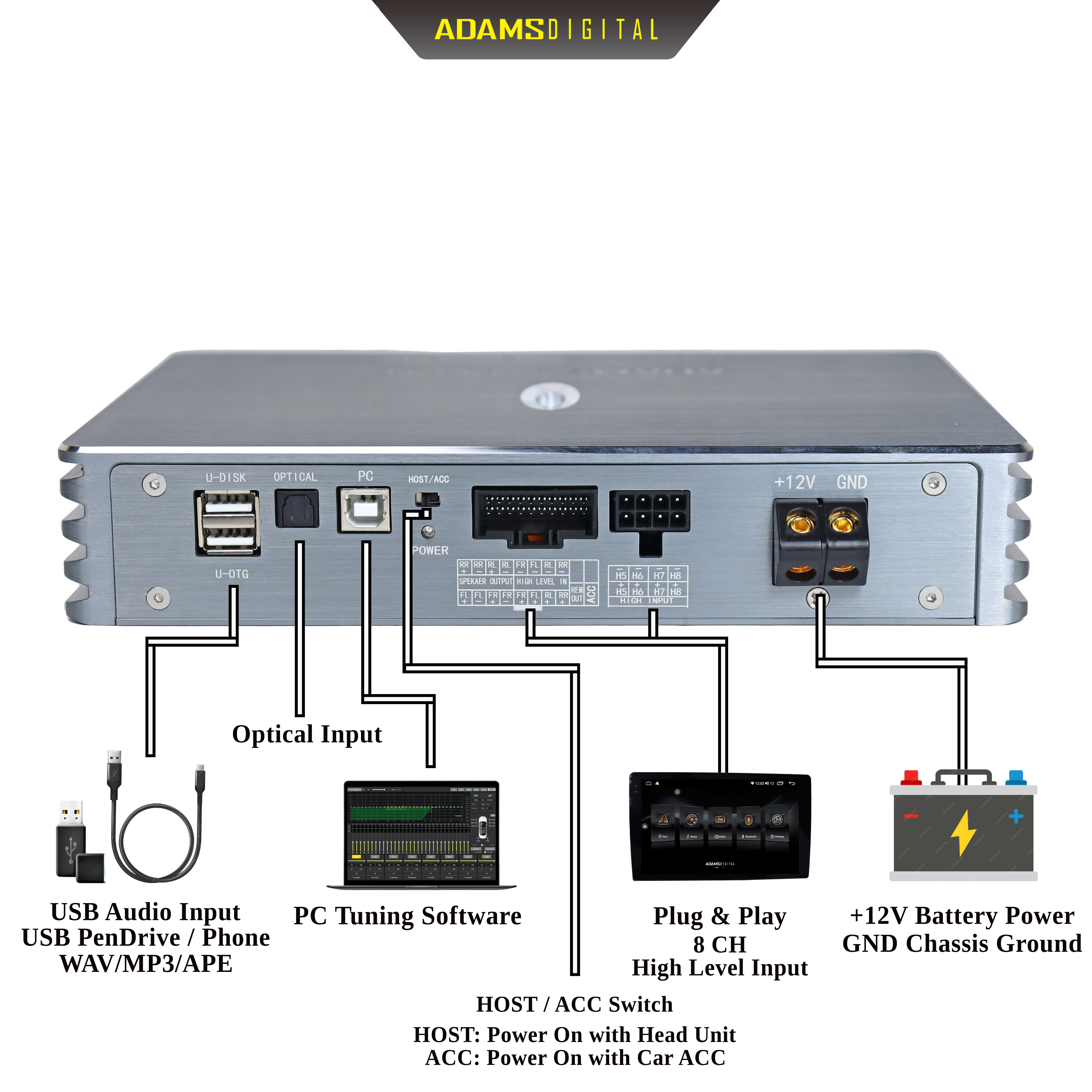 Adams Digital DSP Plug and Play 10 Hi Input 10 Output 10 Channel Built ...