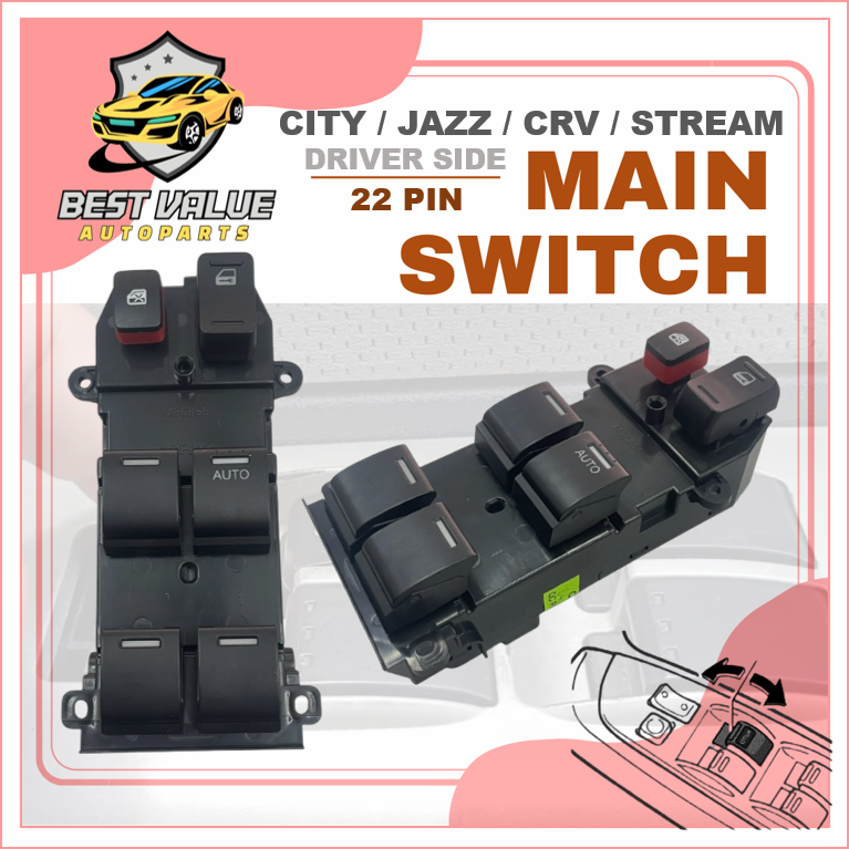 HONDA CITY TMO JAZZ CRV SWA STREAM DRIVER WINDOW SWITCH SUIS TINGKAP ...