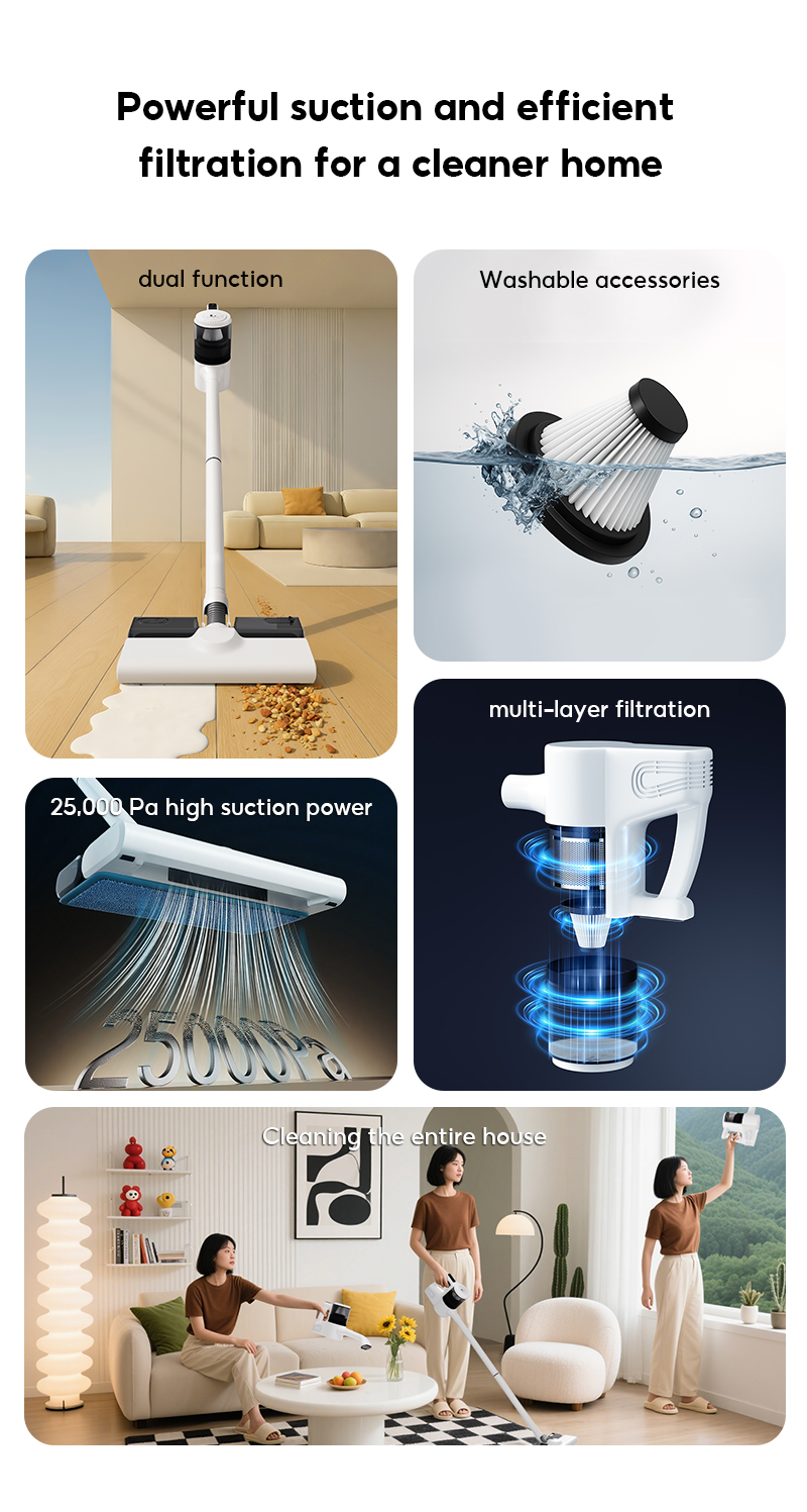 HAN RIVER Cordless Handheld Vacuum Cleaner With Mop Double Cleaning ...