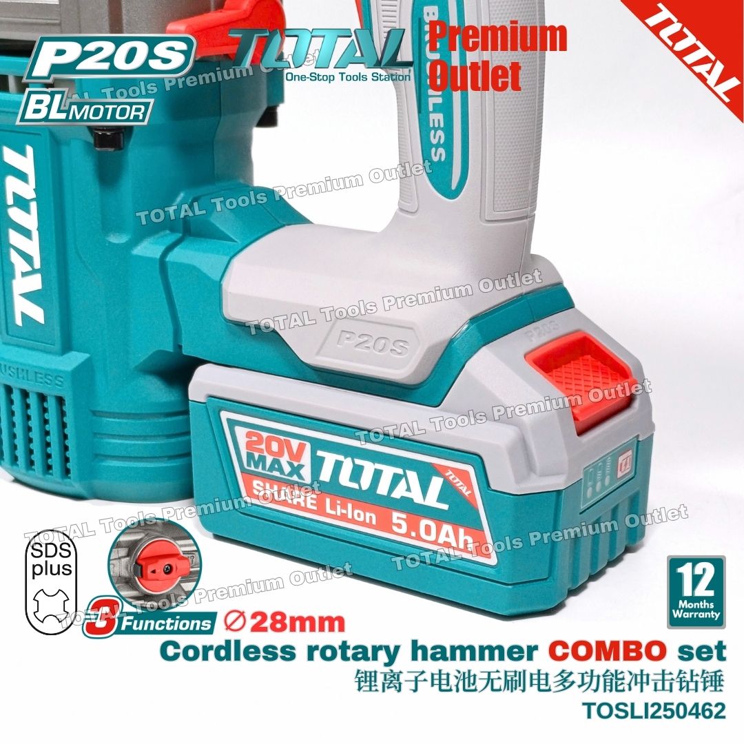 TOTAL Tools 20V series 2 in 1 COMBO set Brushless motor Cordless Rotary ...