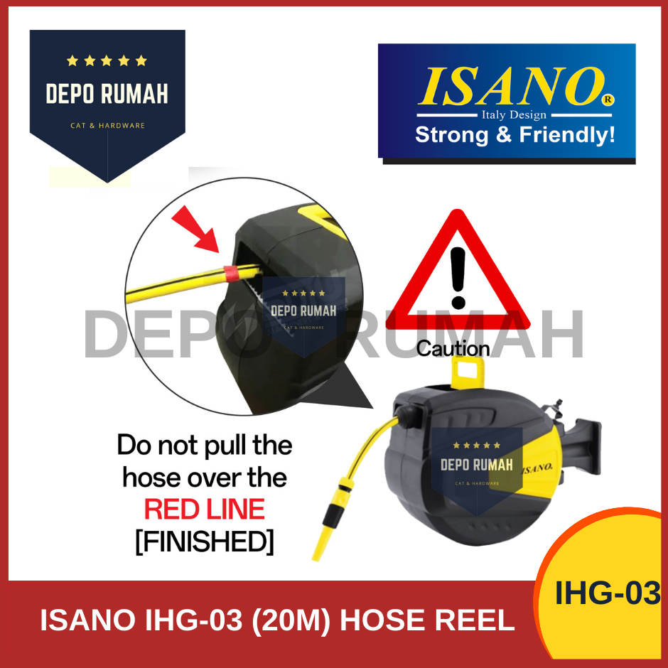 ISANO 10M & 20M Wall Mounted Automatic Reel Retractable Water Hose Reel ...