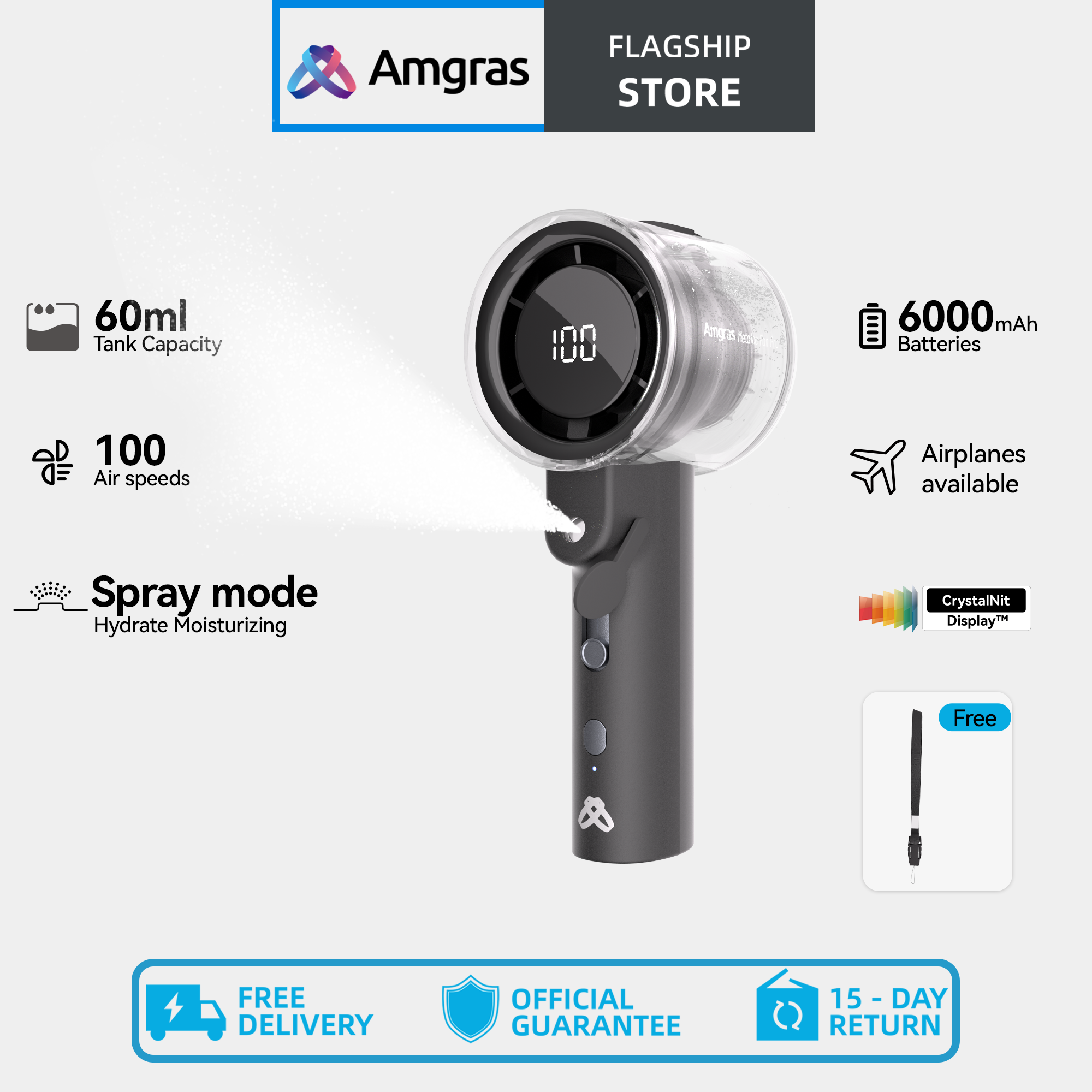 Amgras Metalce Fan Pro Handheld High-Speed Spray Fan 60ml Large ...
