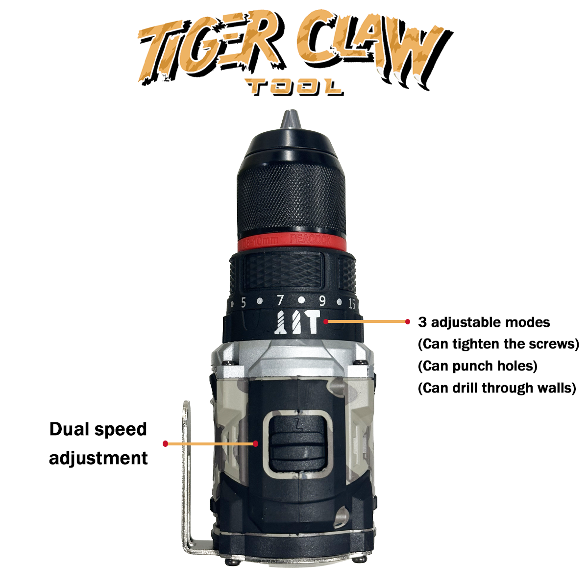 Tiger Claw Tool Professional Cordless Impact Drill Set 3-in-1 Brushless ...