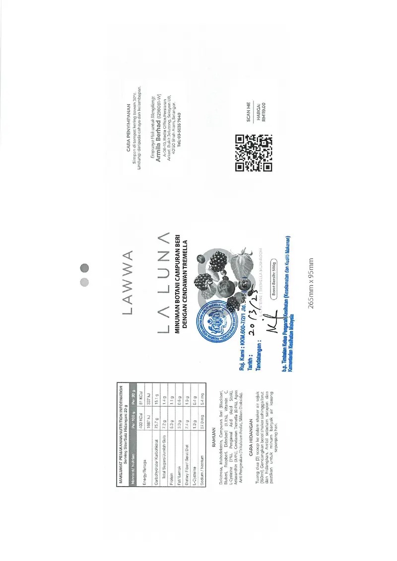LAWWA LA LUNA Campuran Beri (Mix Berry) -30x Kesan Cerah Kulit Tegang ...