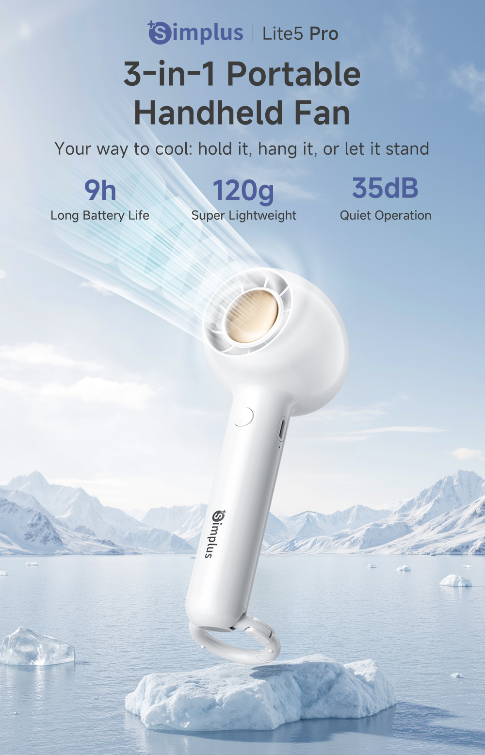 Simplus Portable Mini Cooling Fan | 3-in-1 Handheld Hanging Desktop ...