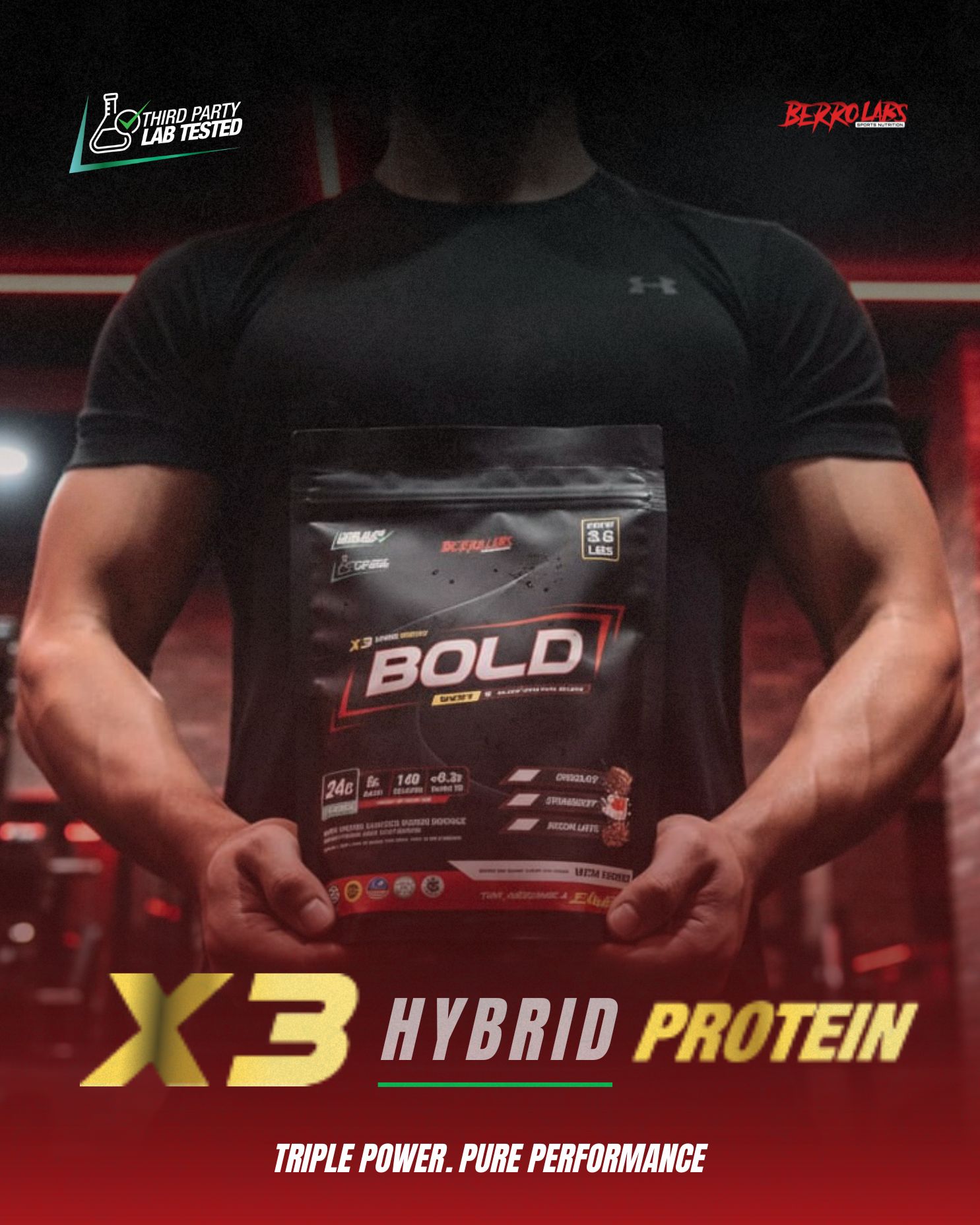 Berro Labs Bold Protein 3.6lbs (1.6kg) Whey Protein Blend Plant Protein ...