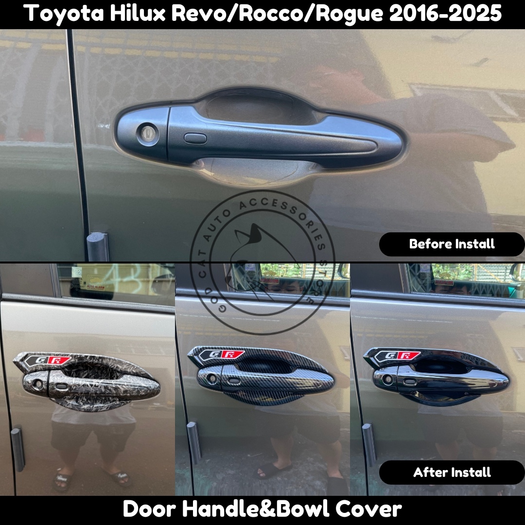 Toyota Hilux Revo/Rocco/Rogue 2016-2025 Carbon Trim/Glossy Black Door ...
