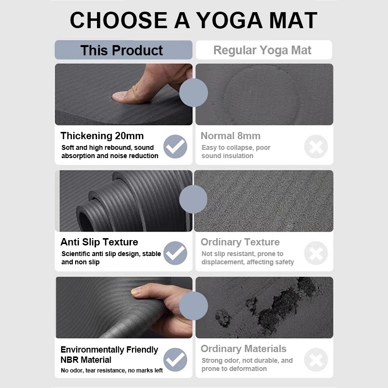 Yoga Mat 10/15/20MM Soft High Density Ultra Thick Yoga Mat Anti slip ...