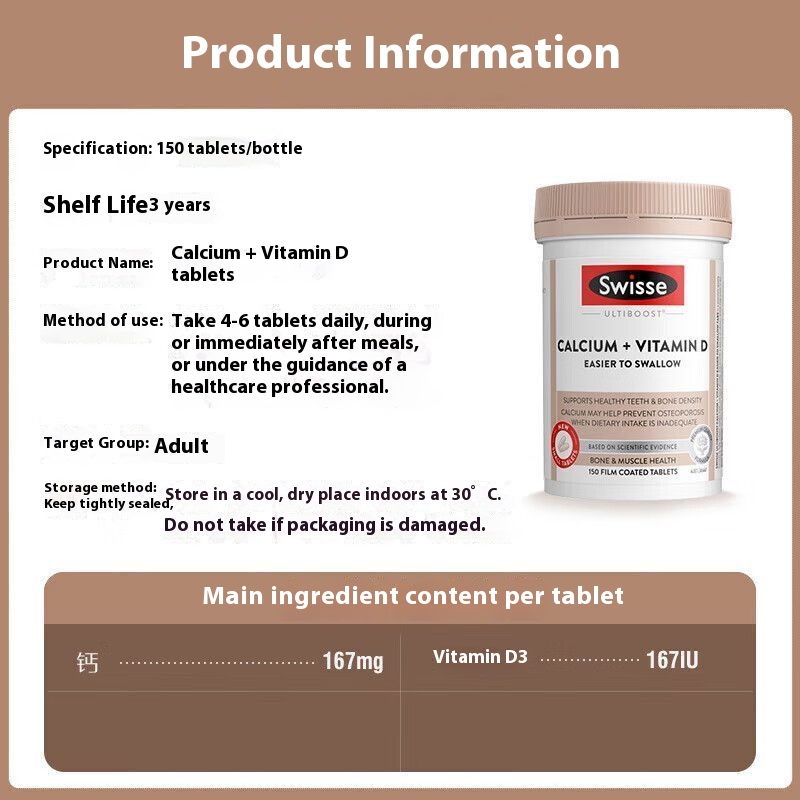 Swisse Mini Calcium with Vitamin D3 – 300 Tablets for Bone Support ...