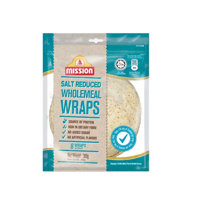 Mission Salt Reduced Wholemeal 8 Wraps 360g | Shopee Malaysia