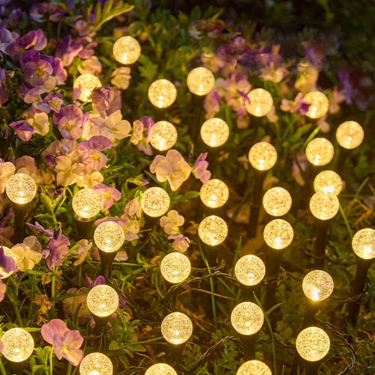 Solar Crystal Ball Lawn String Light Waterproof Insert Into The Land ...
