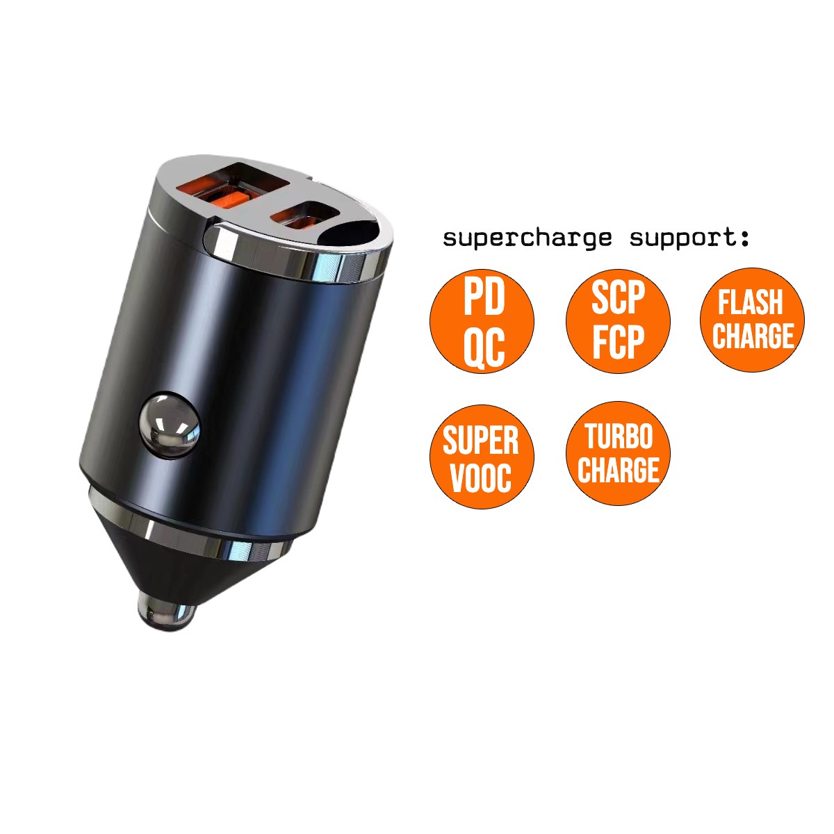 Zonboy Mini Car Charger SuperVooc Turbo Charge iQOO Dual Port USB Type ...
