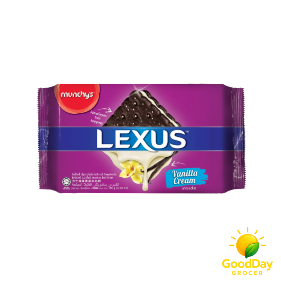 Munchy’s Lexus Sandwich Biscuit Vanilla Cream 190g (Salted Chocolate ...