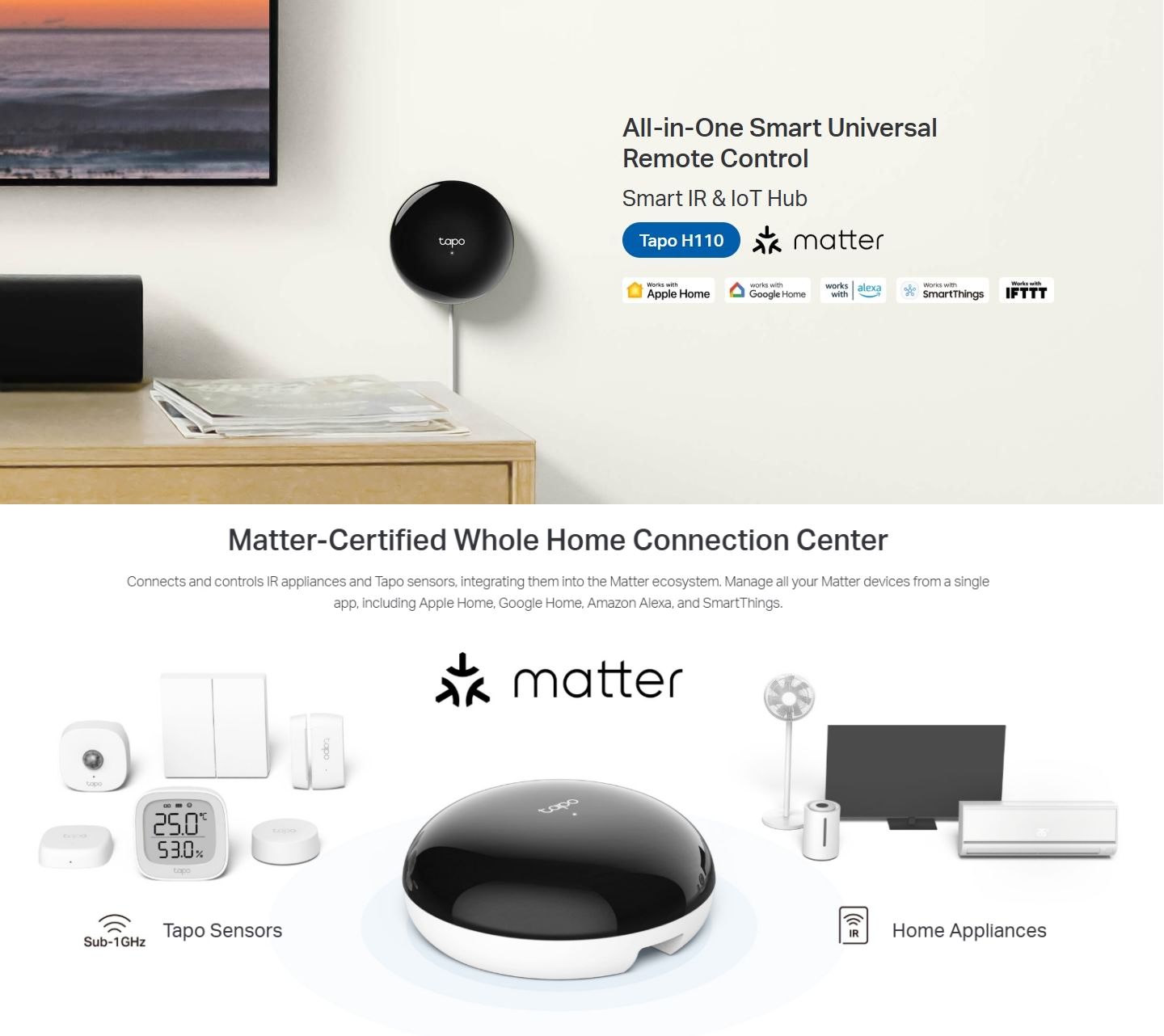 TP-Link Tapo H110 Smart IR Hub All-in-One Infrared Remote Control Voice ...