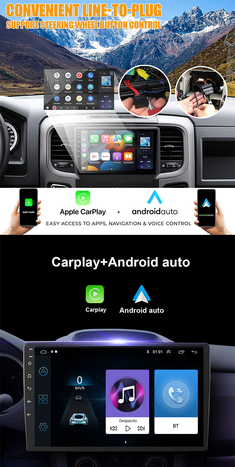 Android Player 7/9/10 Inch Carplay Video Octa Core Car Player Android ...