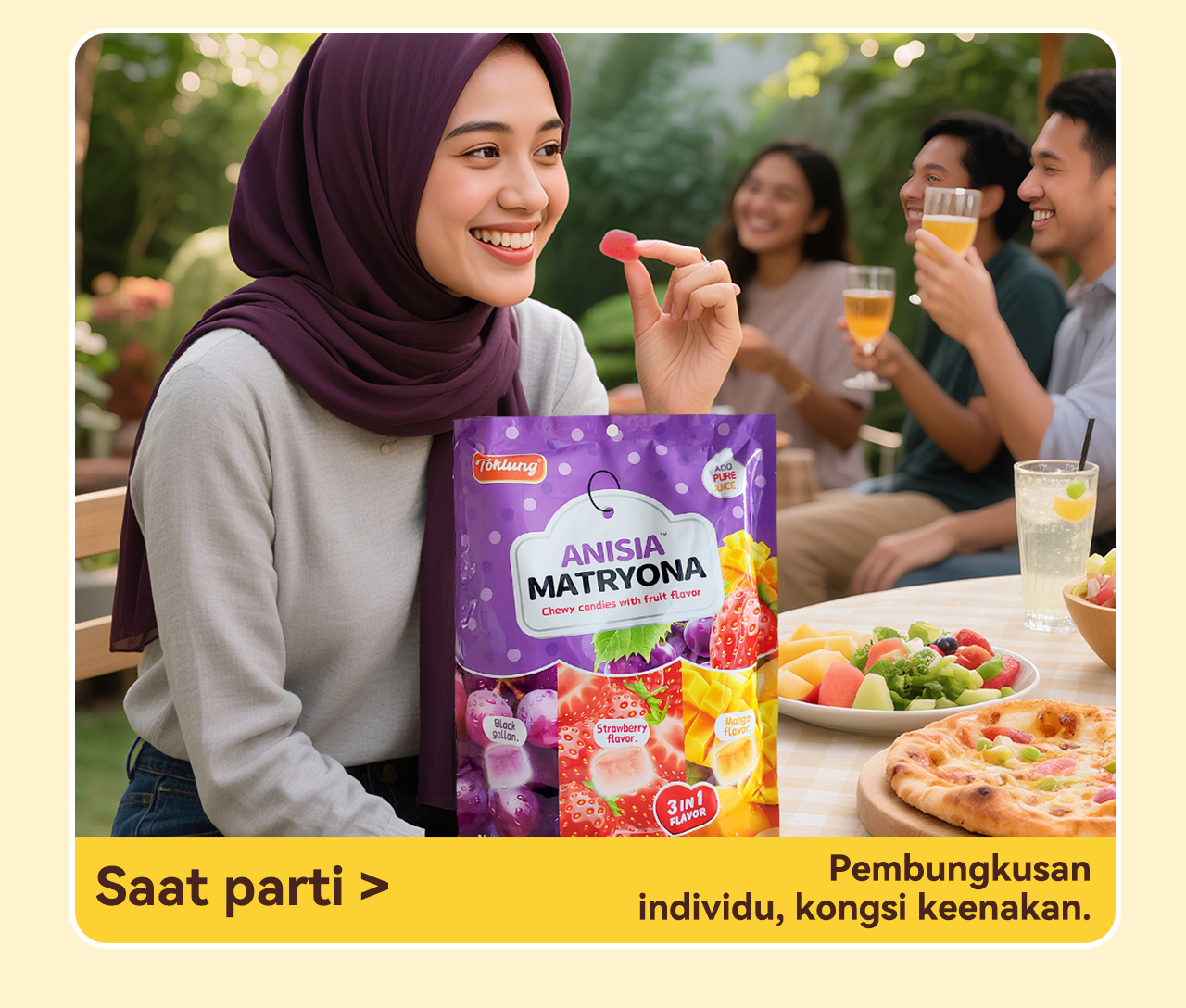 [COD]Coowy Fruit Sandwich gummy 65 keping Halal Mangga Anggur Strawberi ...