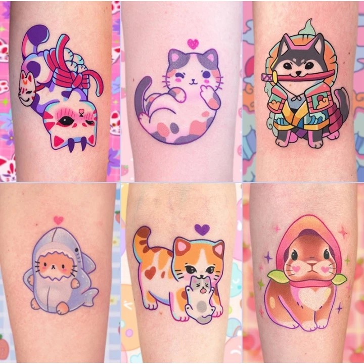 [𝚂𝚝𝚎𝚊𝚍𝚢𝙸𝙽𝙺] Temporary Cartoon Tattoo Sticker Waterproof - Body Art ...