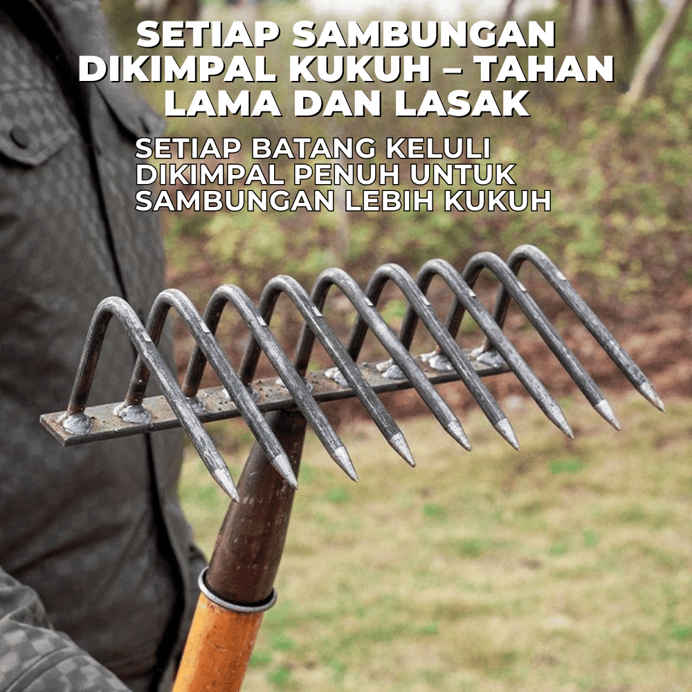 Garden Rake 9 Teeth, Cakar Tanah 9 Gigi Tajam, Cakar Besi, Cakar Rumput ...
