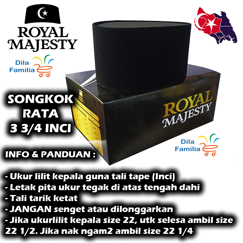 Songkok Hitam Dewasa Rata 3 3/4 Inci Lilitan Dalam Soft PVC Leather ...