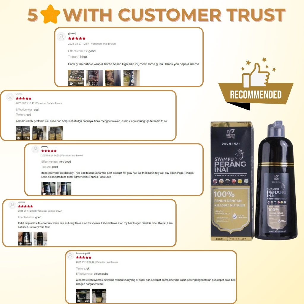 SYAMPUBERHERBA INAI LEBAT Shampoo DHerbs Black Hair Color Safe ...