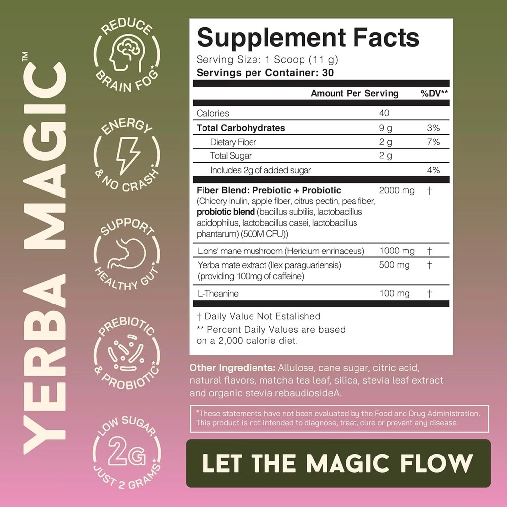 Yerba Magic - Yerba Mate Instant Tea Powder, 3-in-1 Super Drink - Clean ...