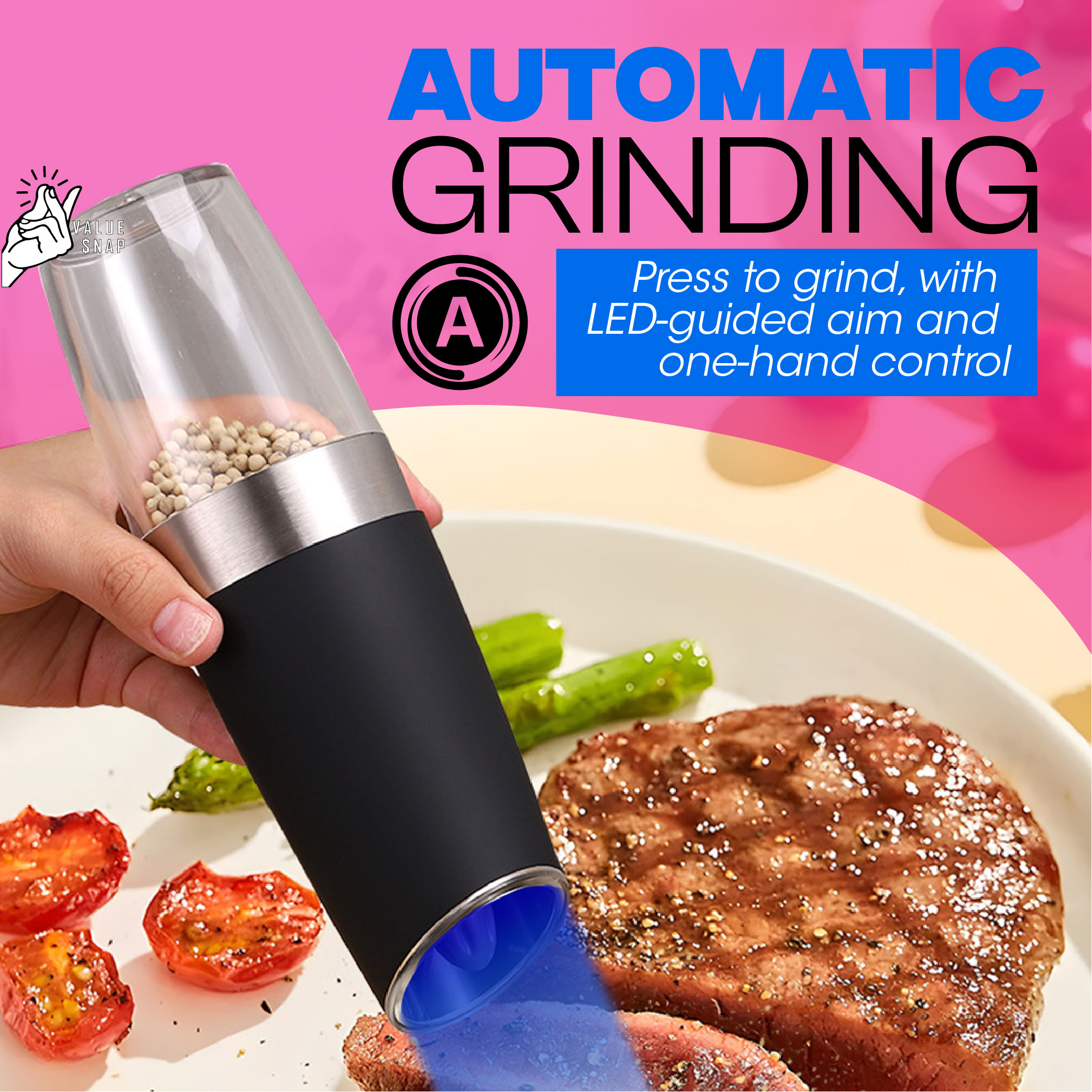 Electric Black Pepper And Salt Grinder Mill Automatic Food Grinder ...