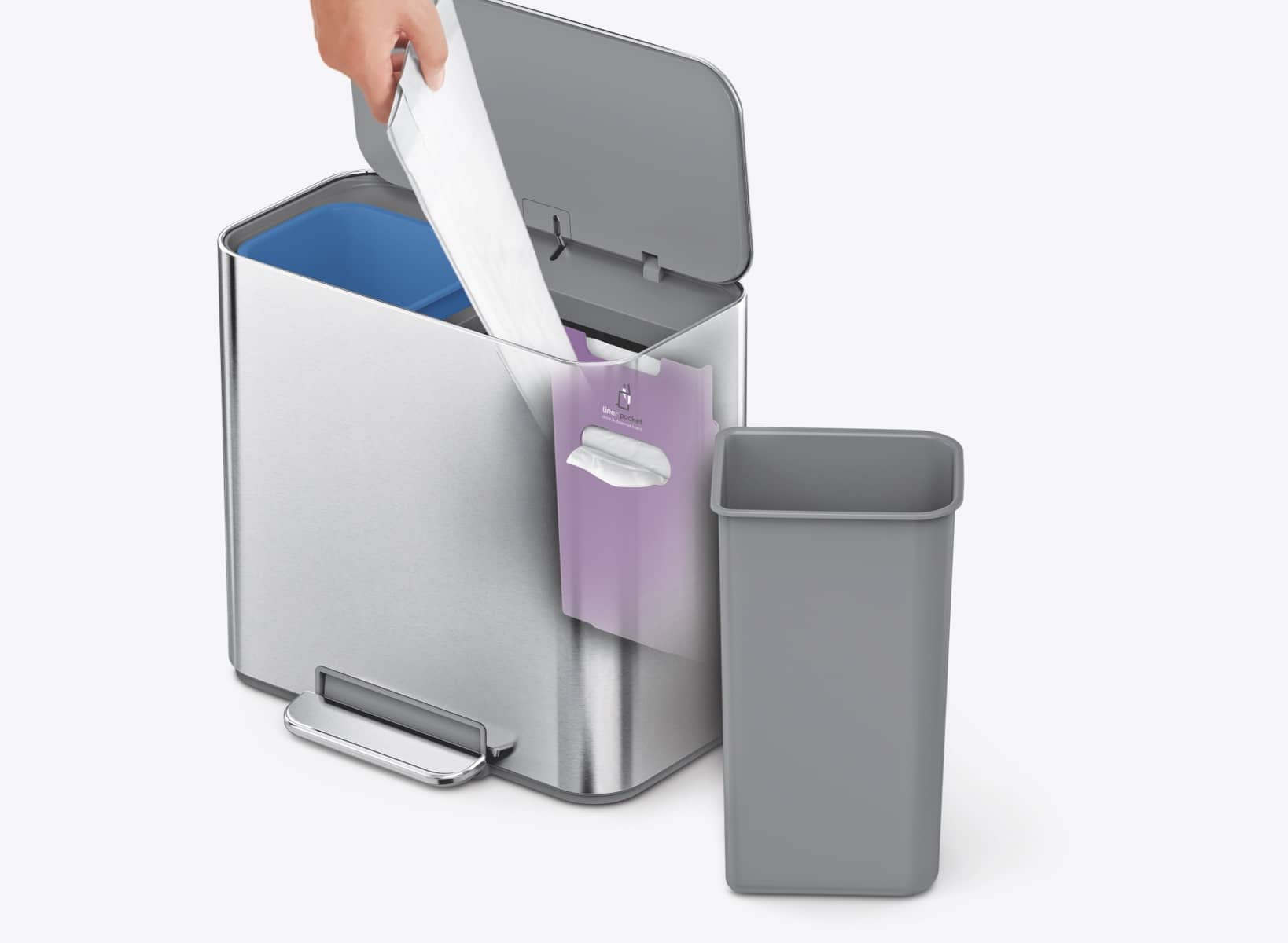 simplehuman mini recycler step bin 15L (2 compartments, 7.5L/7.5L) | Shopee Malaysia