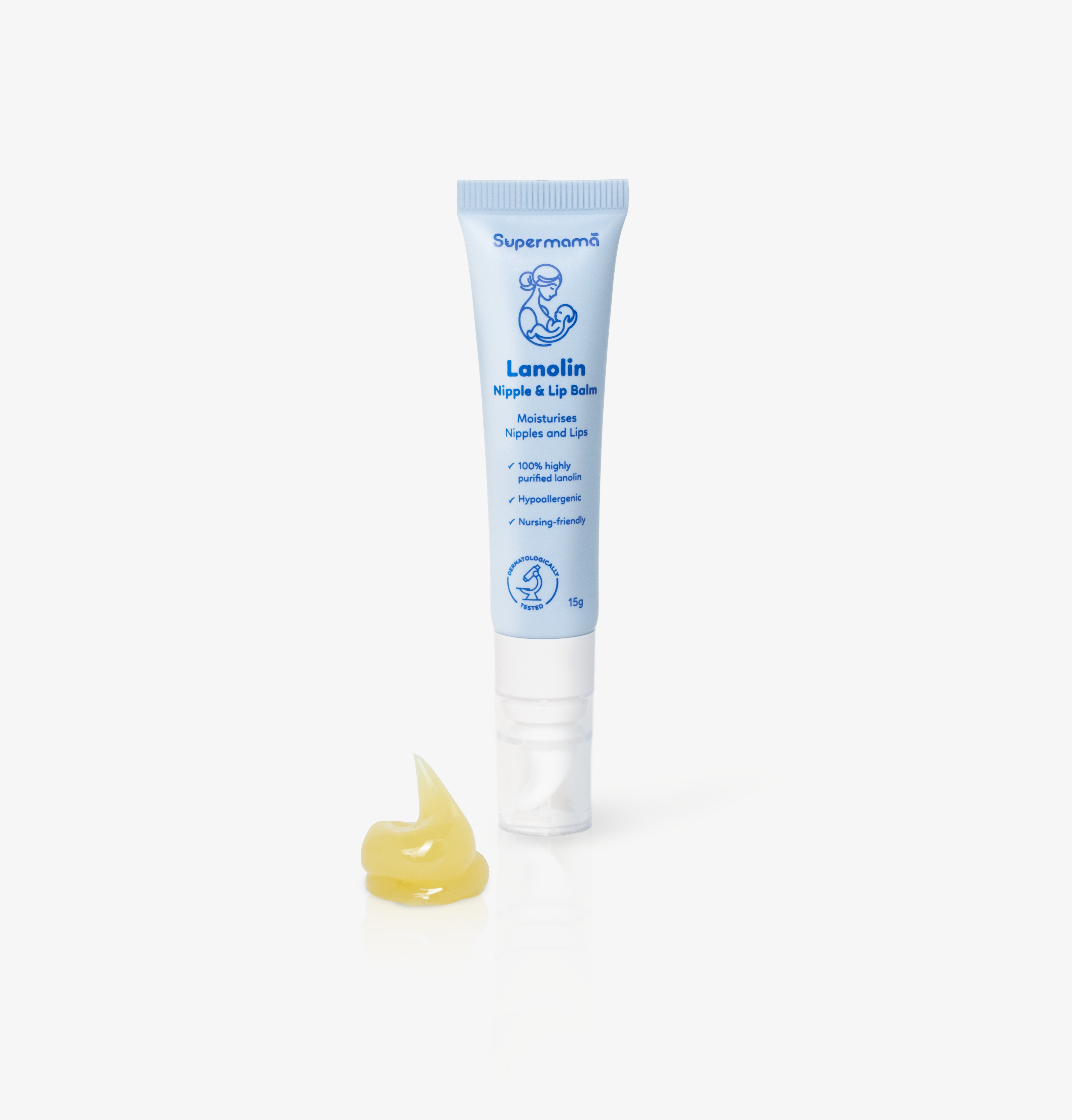 Supermama Lab Lanolin Nipple & Lip Balm 15g– 100% Pure Lanolin, Safe ...