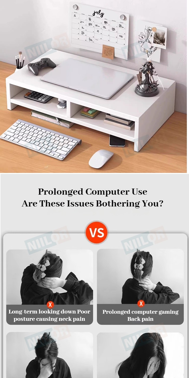 NR Computer Monitor Rack Stand Screen Increase Height Shelf Desktop ...