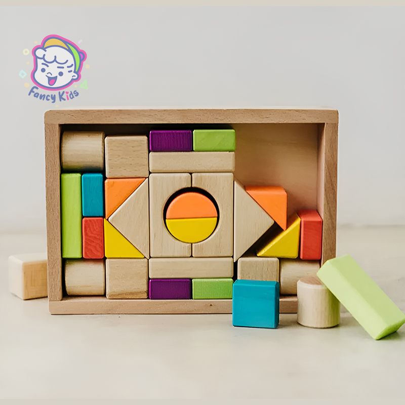 Premium 30Pcs Solid Wooden Building Block Toy Set/Children Stacking ...