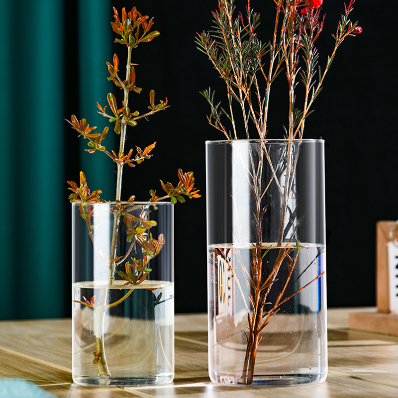 Transparent Glass Flower Vase Cylinder | Pasu Bunga Kaca Lutsinar Ruang ...