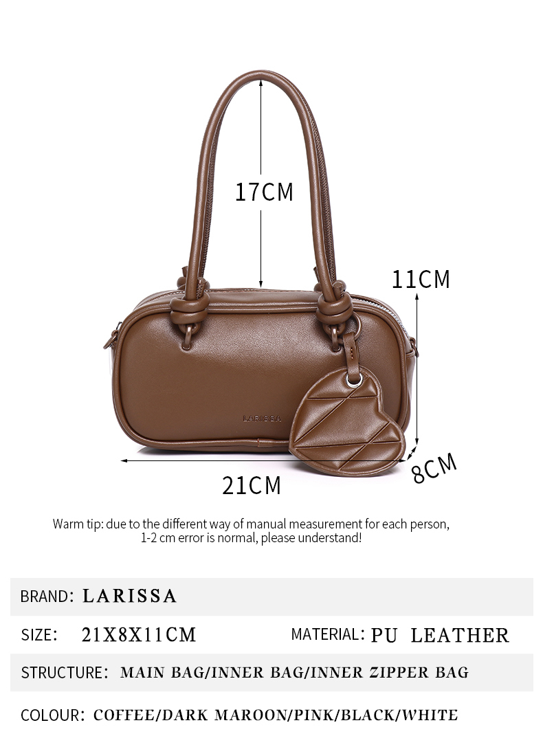 KIKI-LARISSA SMALL BOSTON BAG WITH LOVE WAFFLE CHARM HANDBAG CROSSBODY ...