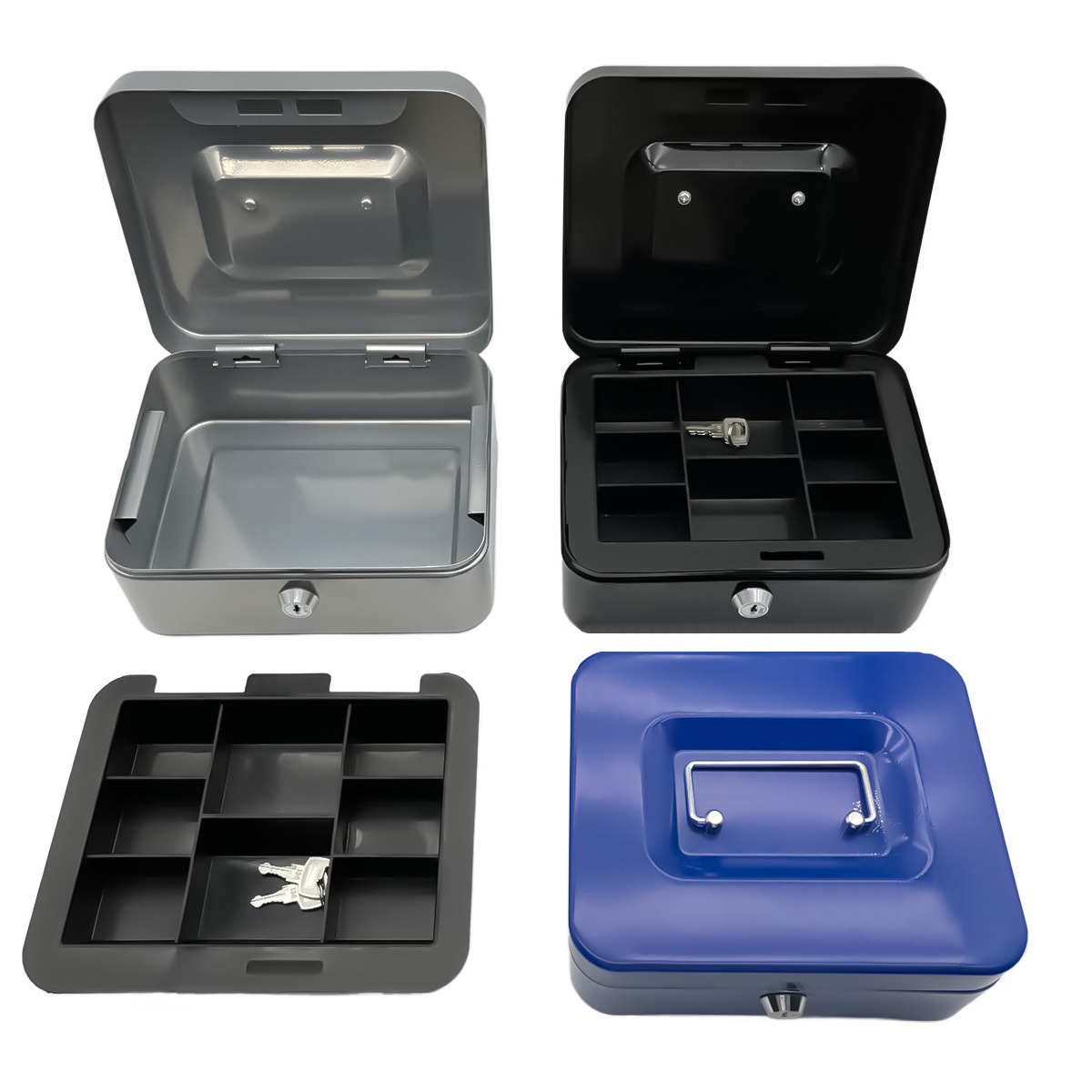 Cash Box With Lock Safety Box Storage Compartment Tray Money Box Money ...