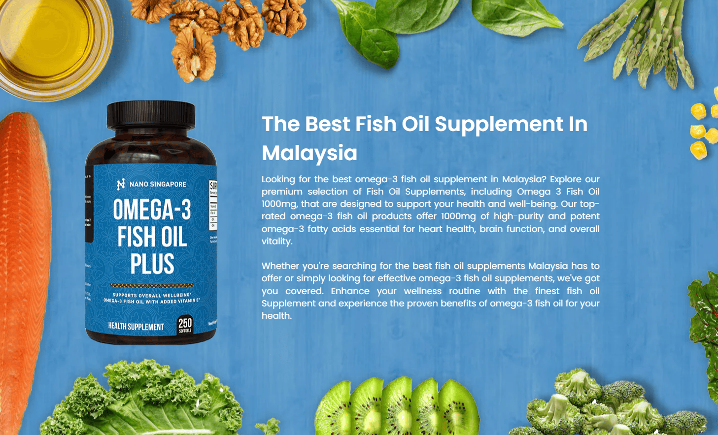 Nano Singapore Omega 3 Fish Oil Rich in EPA/DHA - Cholesterol, Heart ...