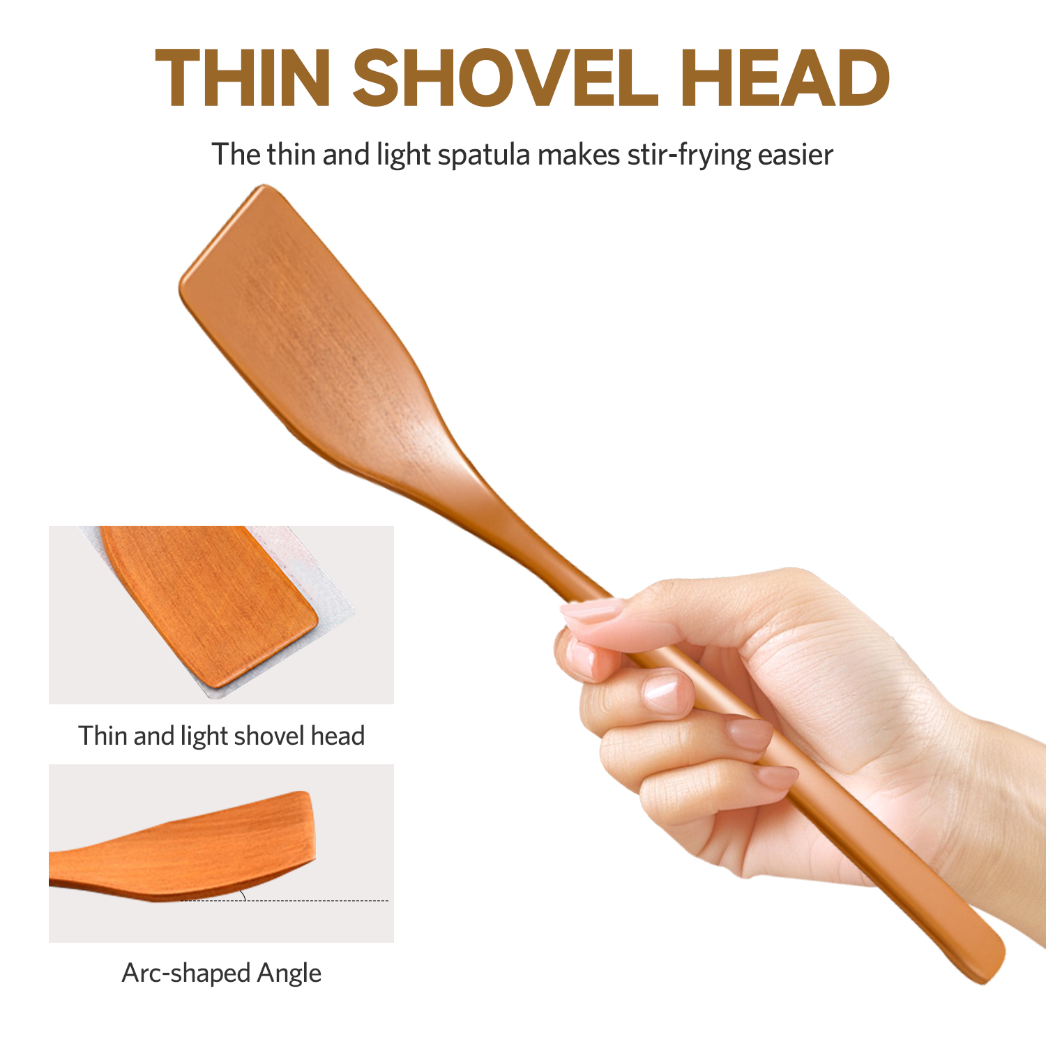 SUPVIBE 26CM Wooden Spatula Non stick Wood Shovel Durable Cooking Tool ...