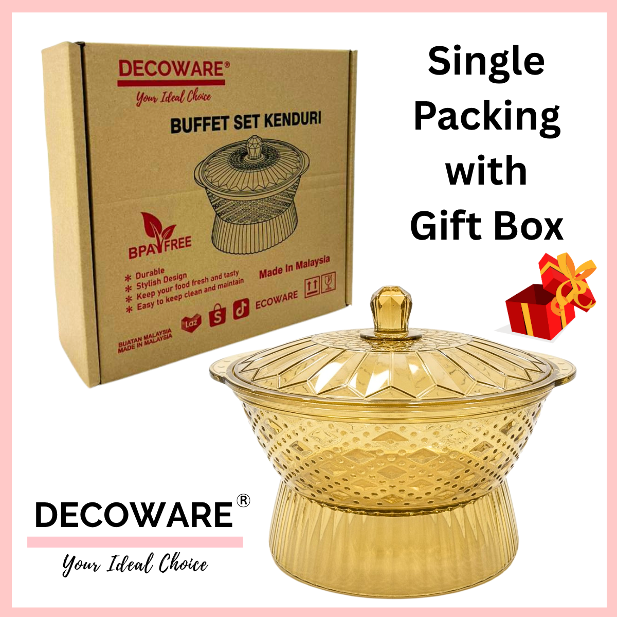 ECOWARE 3L Buffet Set Tray Kenduri BPA Free /Bekas Hidangan Makanan/Set ...