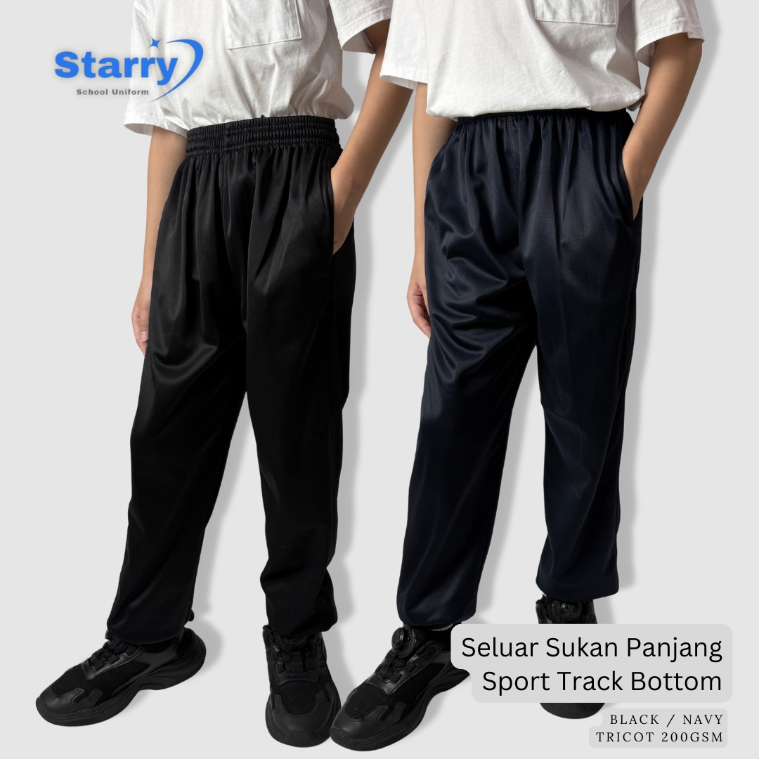 Seluar Trek Sukan Kaki Bercekak/ Seluar Track Kosong Kain TRICOT 200gsm ...
