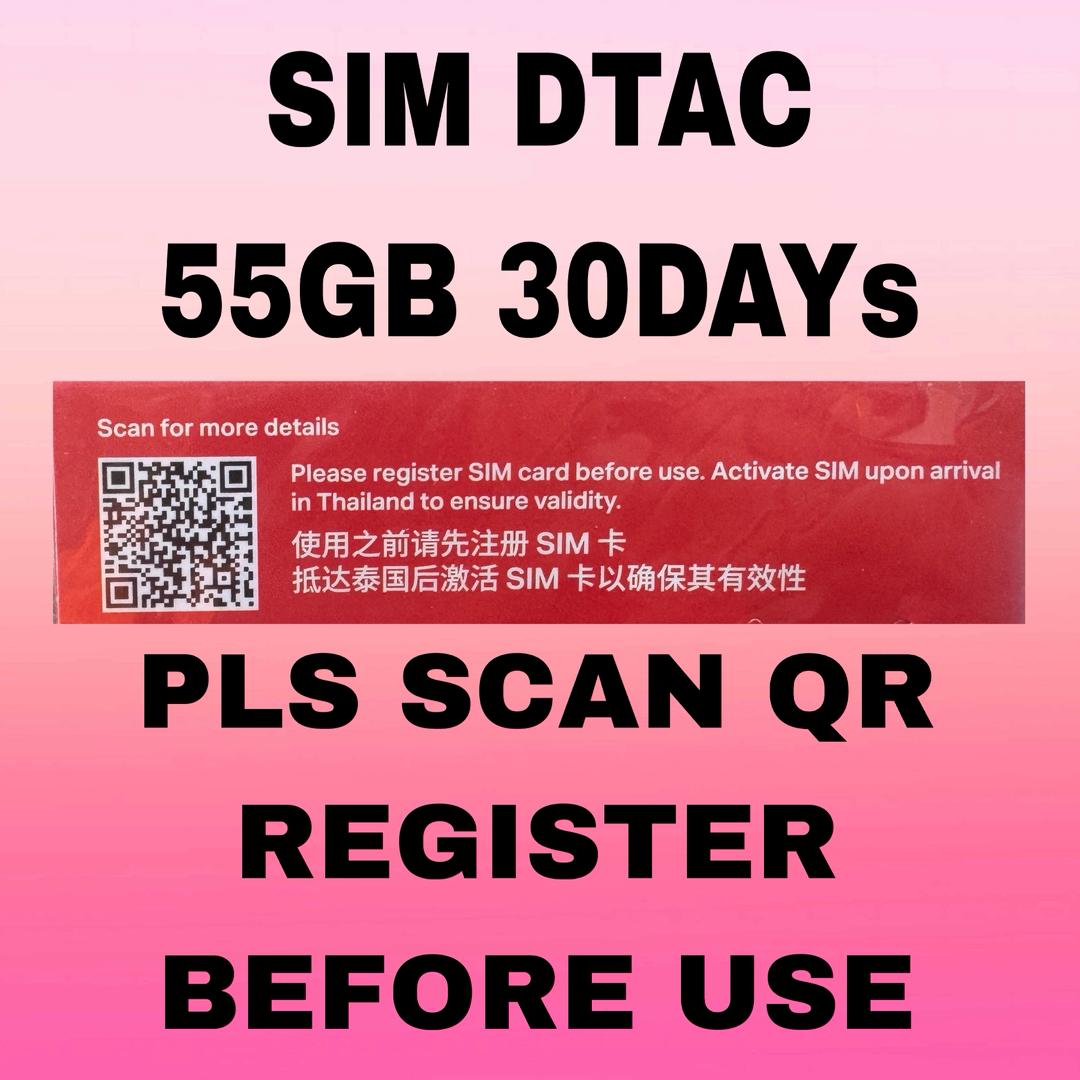 Thailand SIM CARD DTAC 30DAYs 55GB | Shopee Malaysia