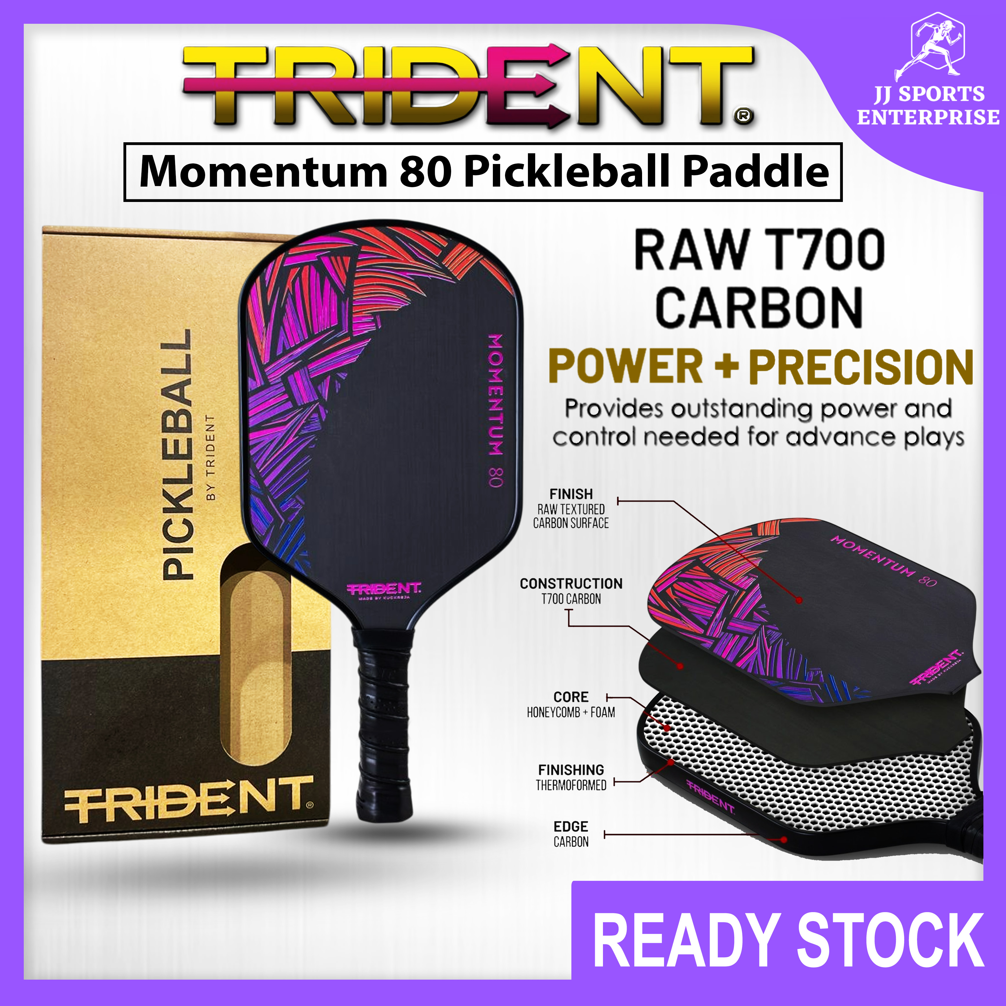 Trident Momentum 80 Pickleball Paddle (Twilight Purple) Professional ...