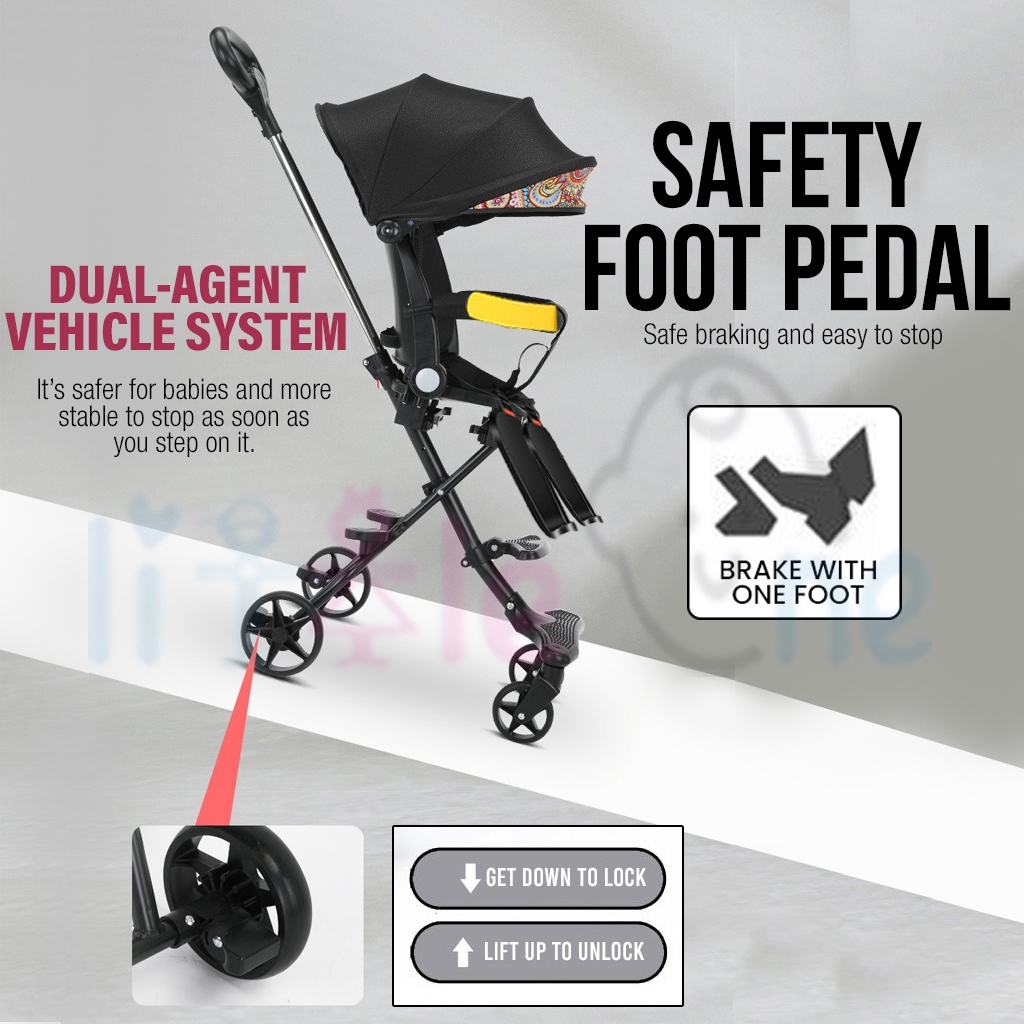 V13 SPIN+ 2 Way Magic Stroller (Flat Recline 175 Degree) 360 Rotation ...