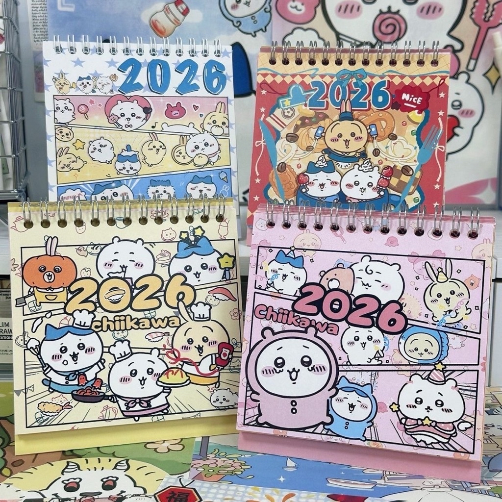 Chiikawa 2026 Cute Cartoon Desk Calendar Usagi & Friends Doodle Style ...